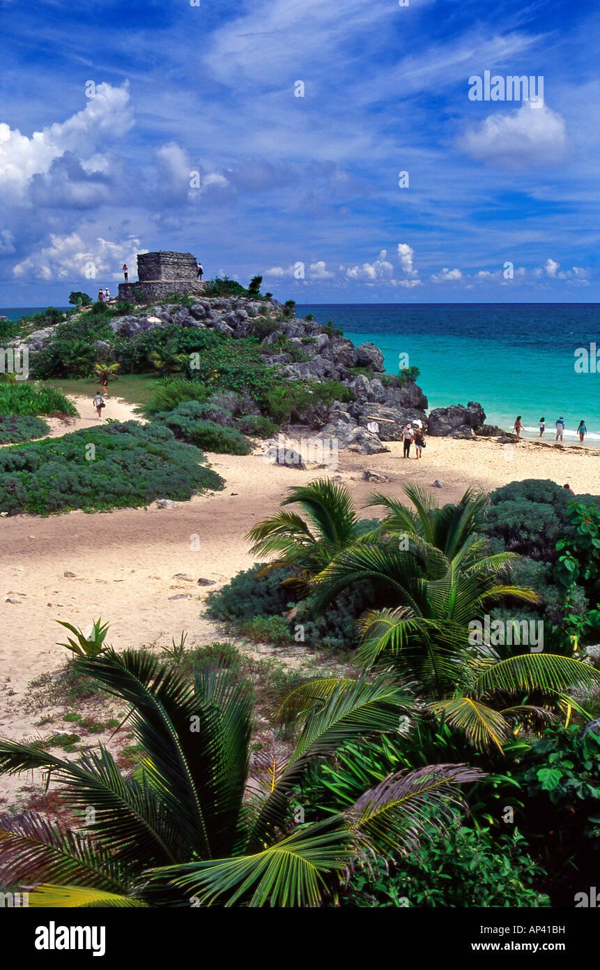 Mayan ruins and Beach at Tulum on the Yucatan Peninsula Mexico Stock ...