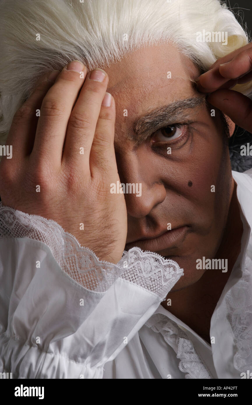 Singer adjusts wig before going on stage Stock Photo - Alamy