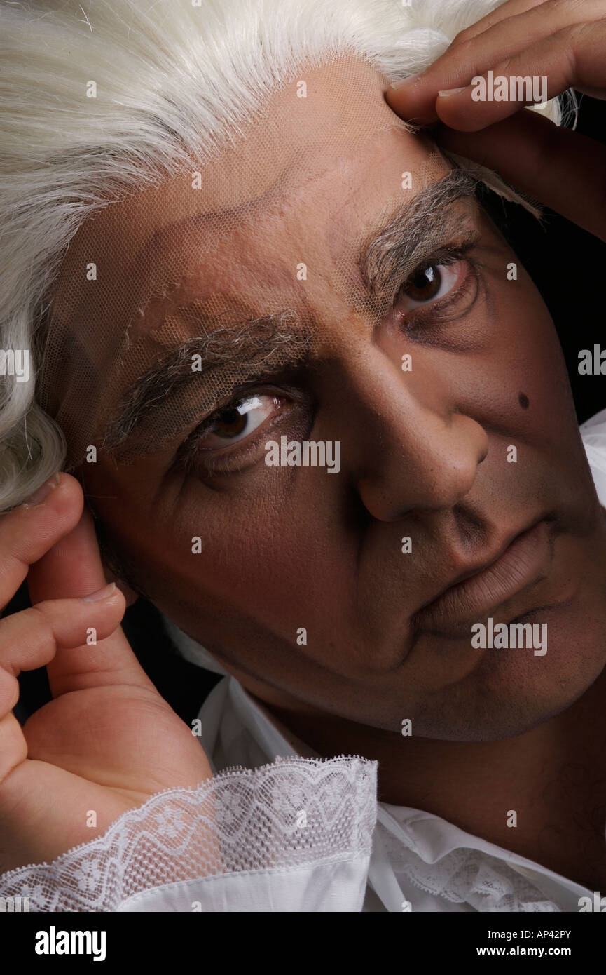 Singer adjusts wig before going on stage Stock Photo - Alamy