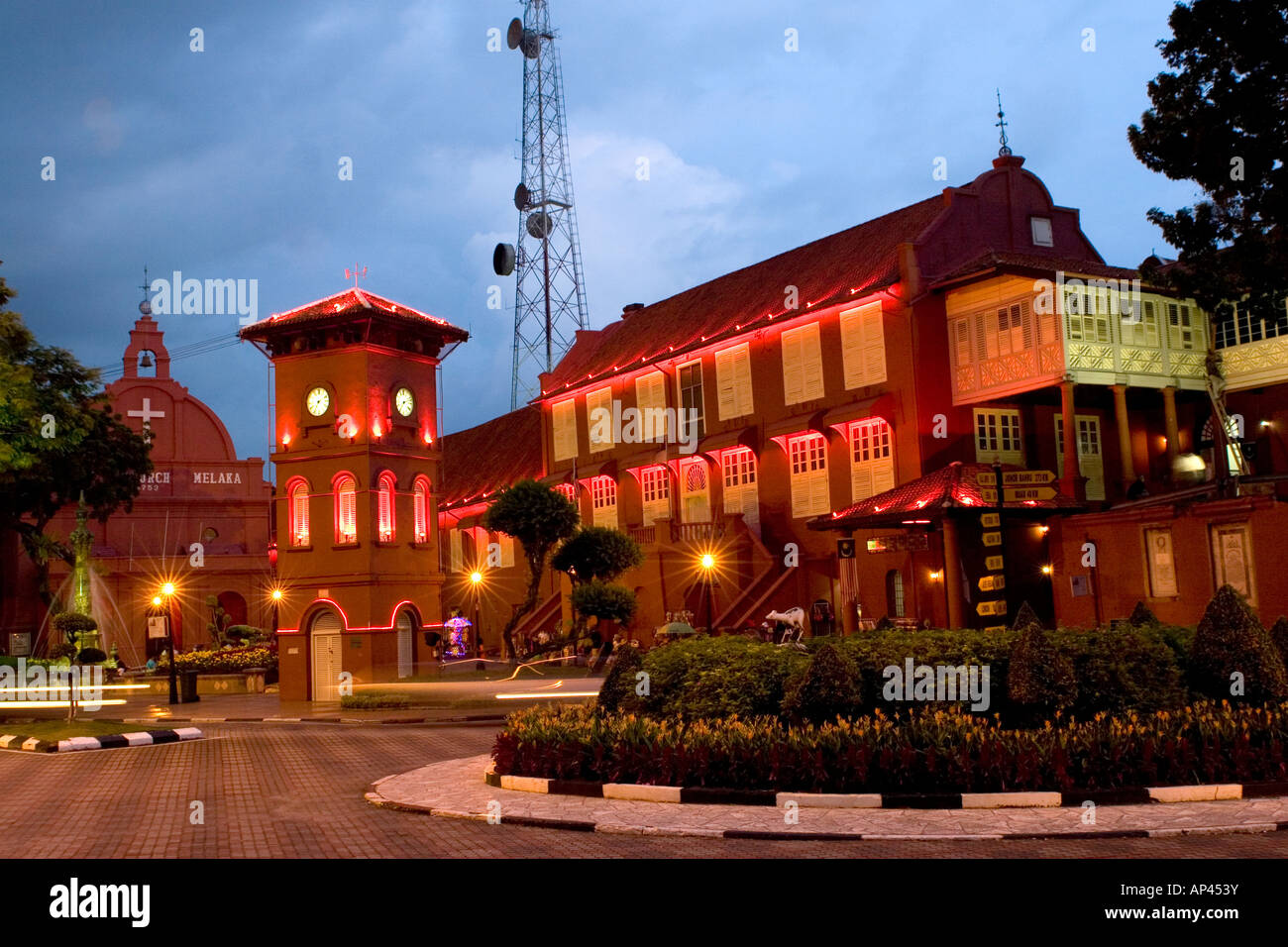 The historic red Stadthuys in the Malaysian city of Melaka. The old ...