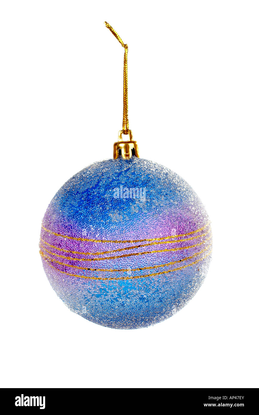 One blue Christmas ball isolated on a white background Stock Photo - Alamy