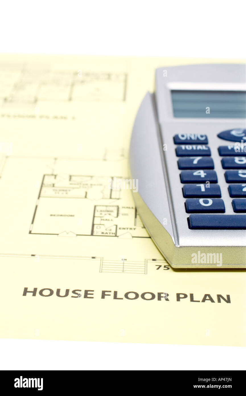 House floor plan and calculator detail on white background small DOF ...