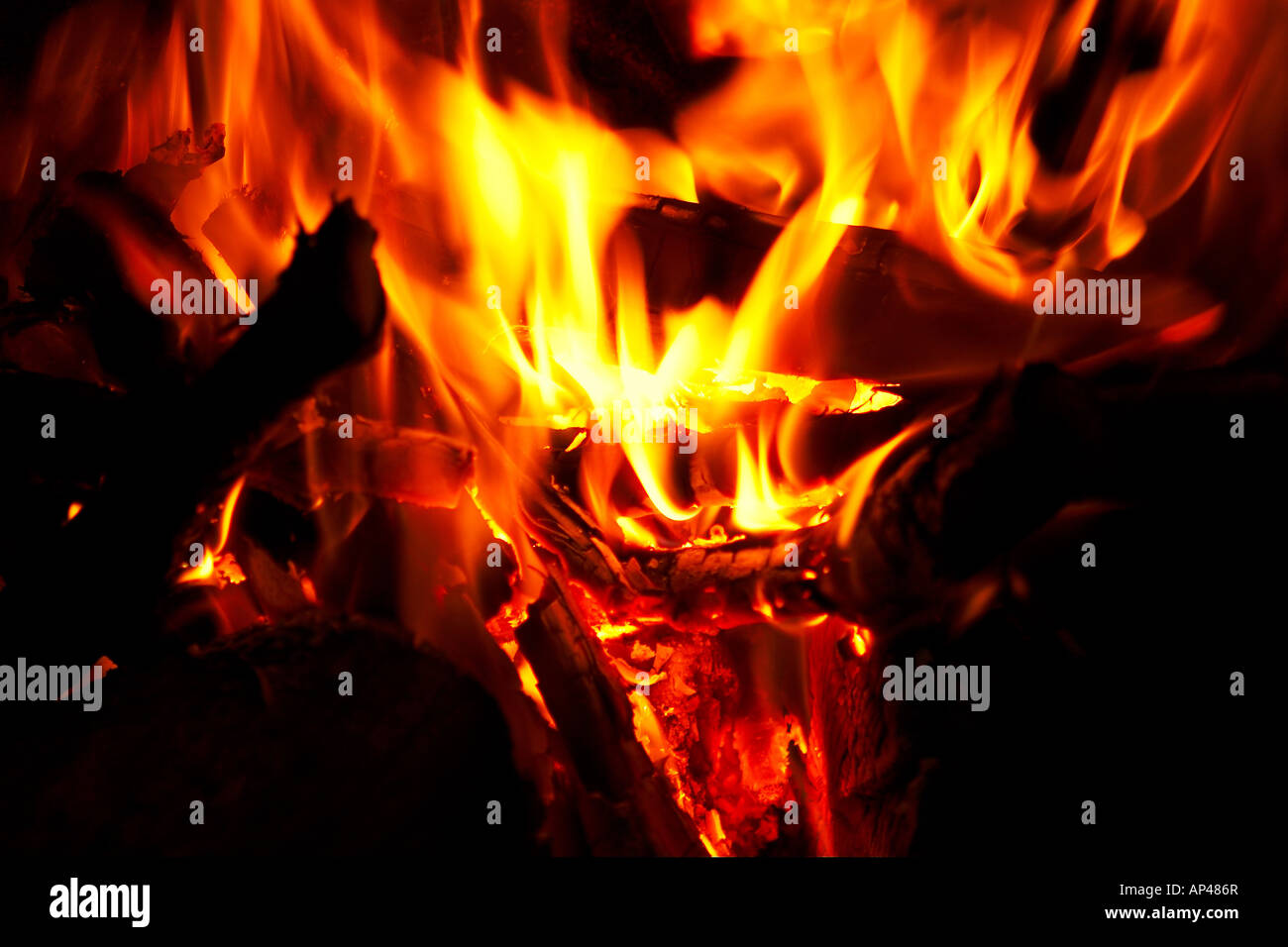 Horizontal close up of flames and fire on a black background Stock ...