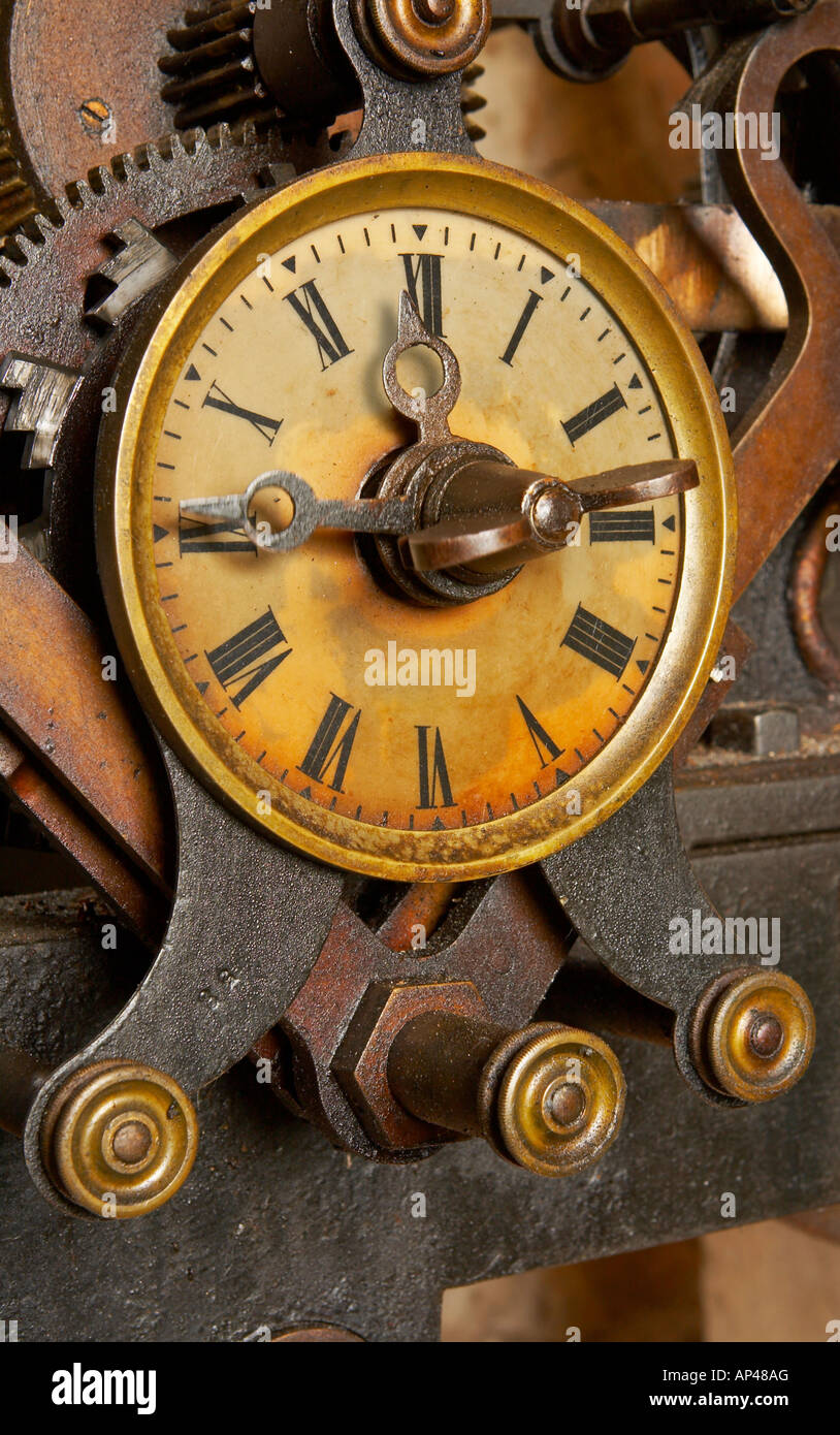 The machinery of old and dirty clock Shallow DOF Stock Photo - Alamy