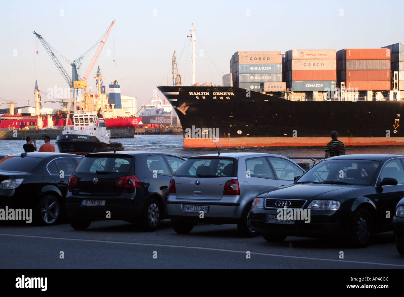 Big Container ship in Hamburg Stock Photo - Alamy