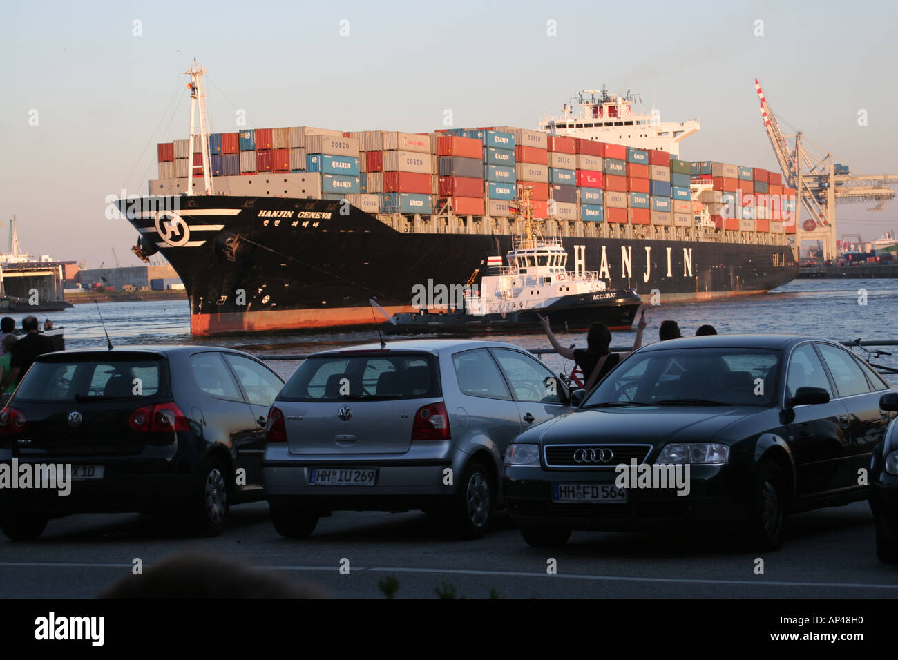 Big Container ship in Hamburg Stock Photo - Alamy