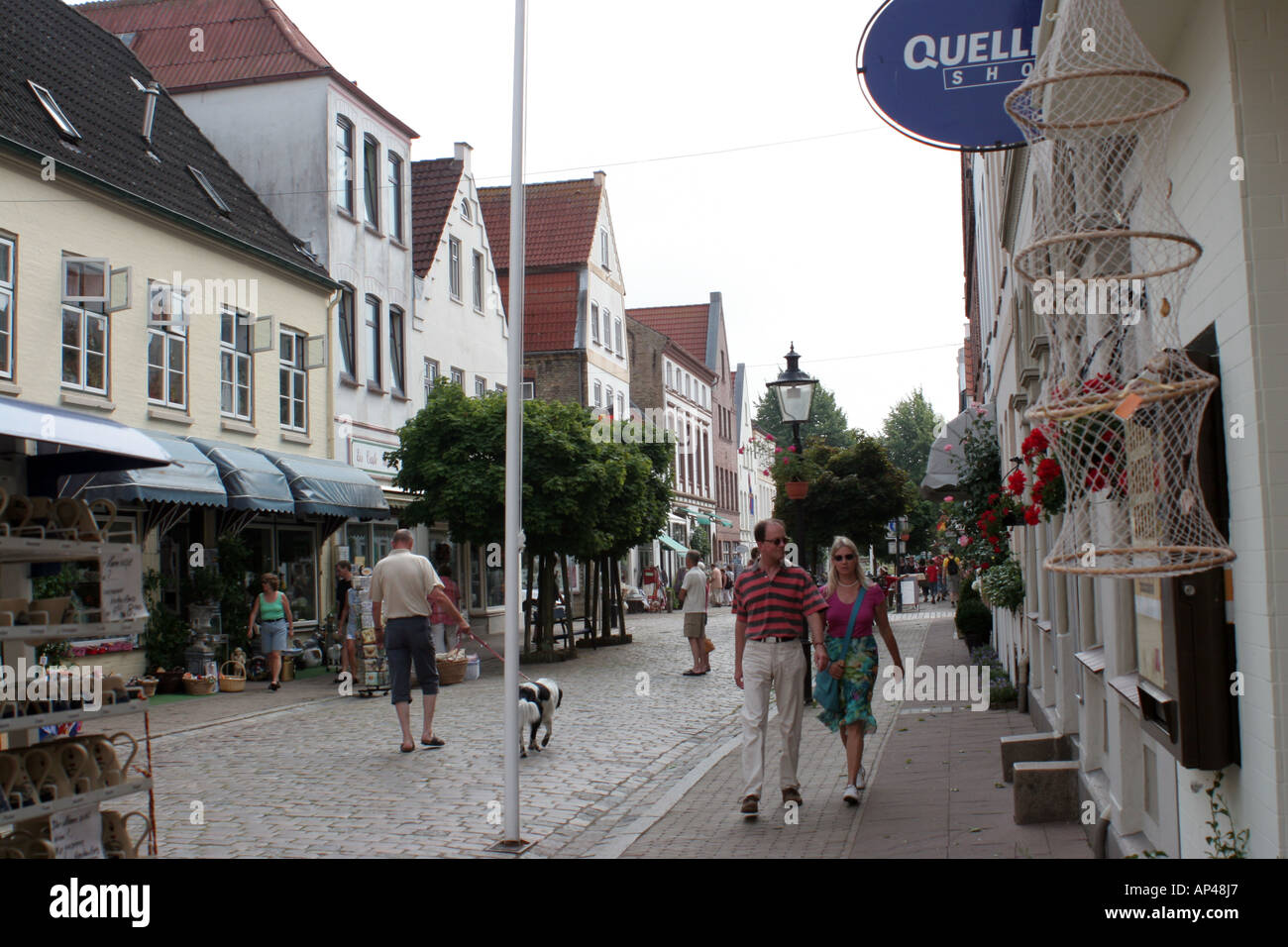 Pretty street buildings in Toenning Germany Stock Photo - Alamy
