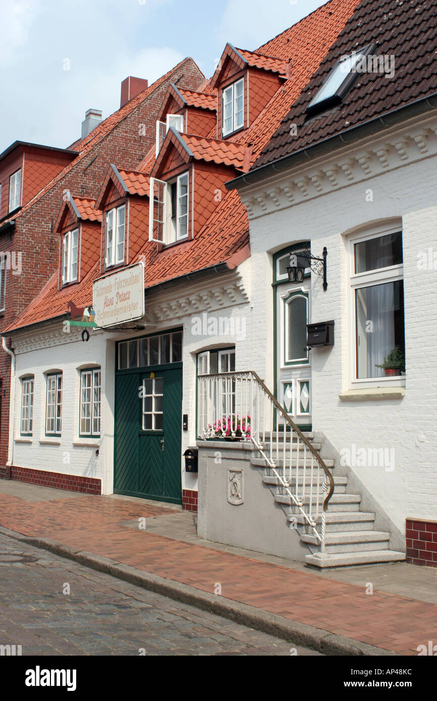 Pretty street buildings in Toenning Germany Stock Photo - Alamy