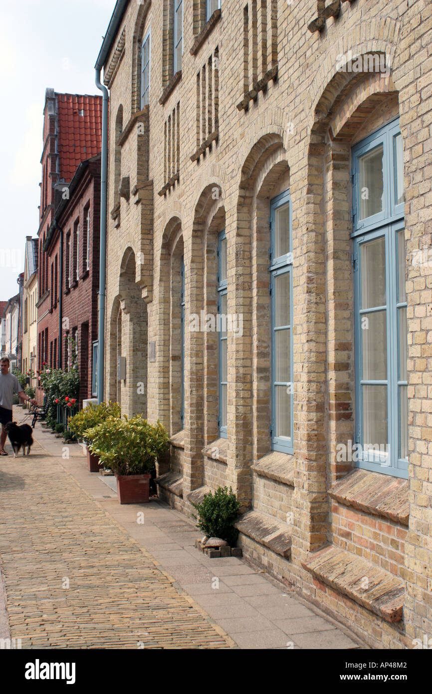 Pretty street buildings in Toenning Germany Stock Photo - Alamy