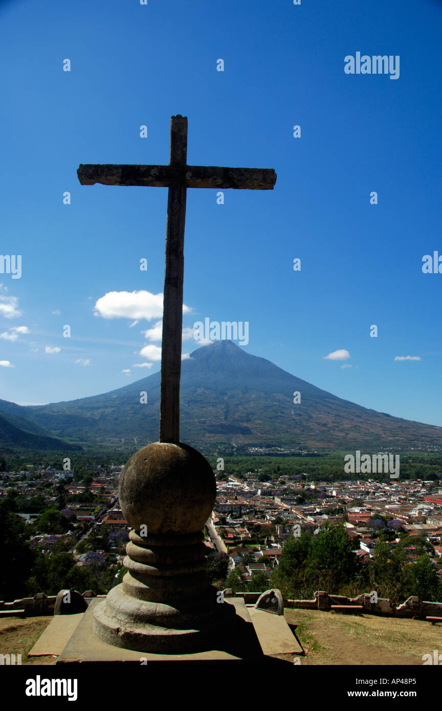 Central America, Guatemala, Antigua, Hill of the Cross aka Cross Hill ...
