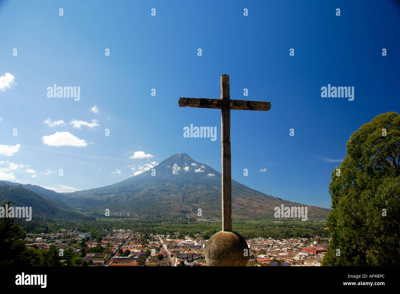 Central America, Guatemala, Antigua, Hill of the Cross aka Cross Hill ...