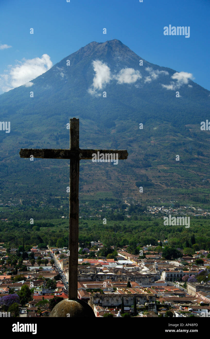 Central America, Guatemala, Antigua, Hill of the Cross aka Cross Hill ...