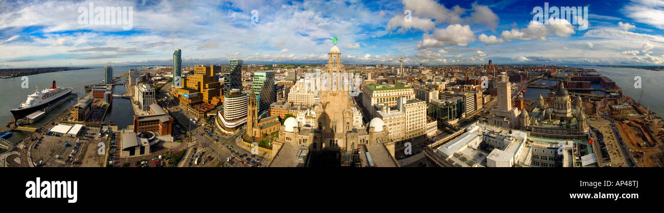 Panoramic image of Liverpool UK, taken from the top of the LIver ...