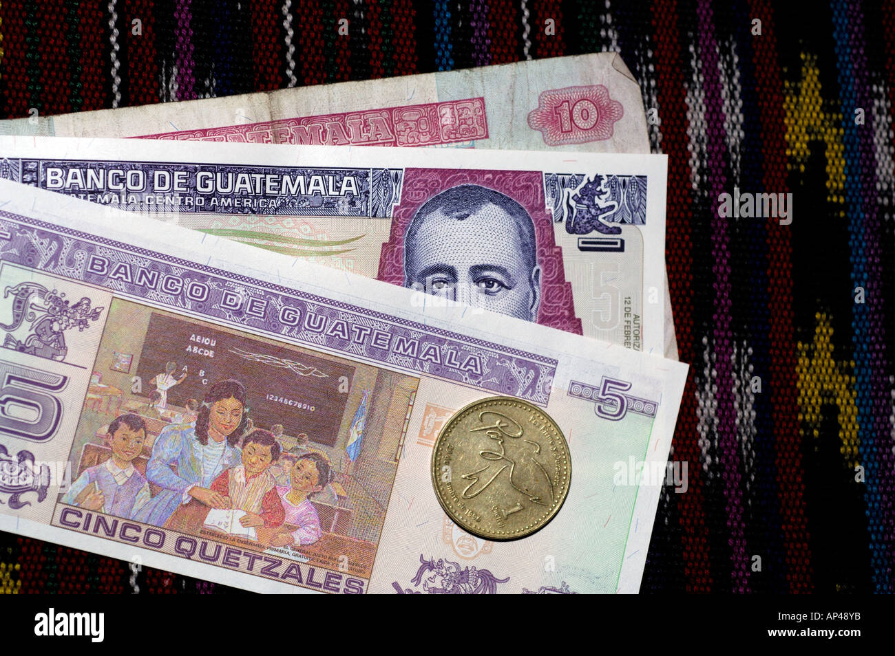 Central America, Guatemala, Antigua. Local Guatemalan money, the ...