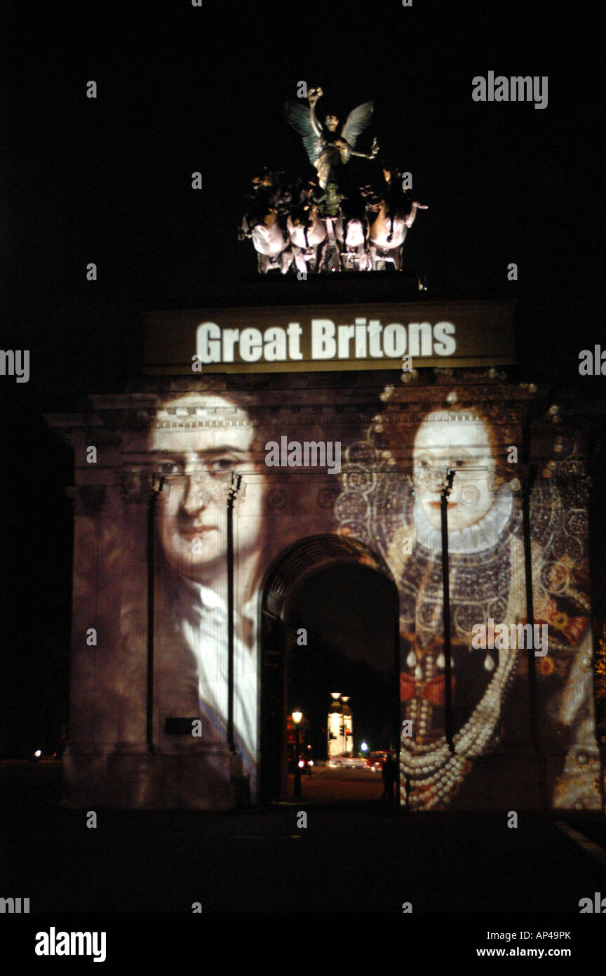 The Greatest Britons display on Duke of Wellington Arch Hyde Park ...