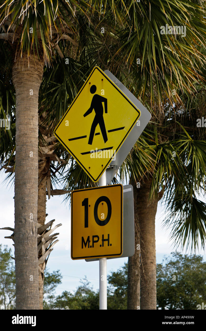 Crosswalk Warning Sign Stock Photo - Alamy
