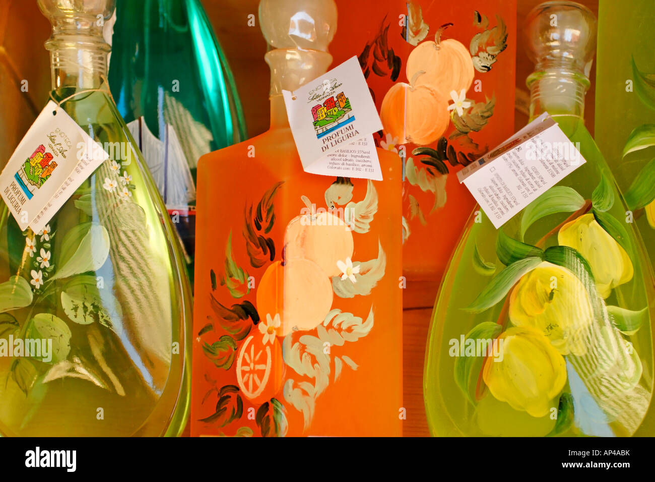 Italian liqueur on display, Cinque Terre, Italy Stock Photo - Alamy