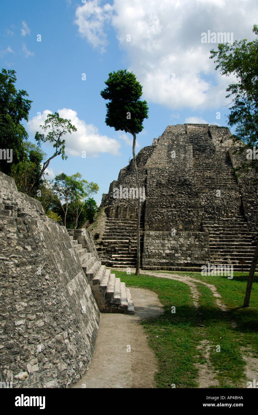 Central America, Guatemala, Yaxha. Classic Period Mayan pyramid ruins ...
