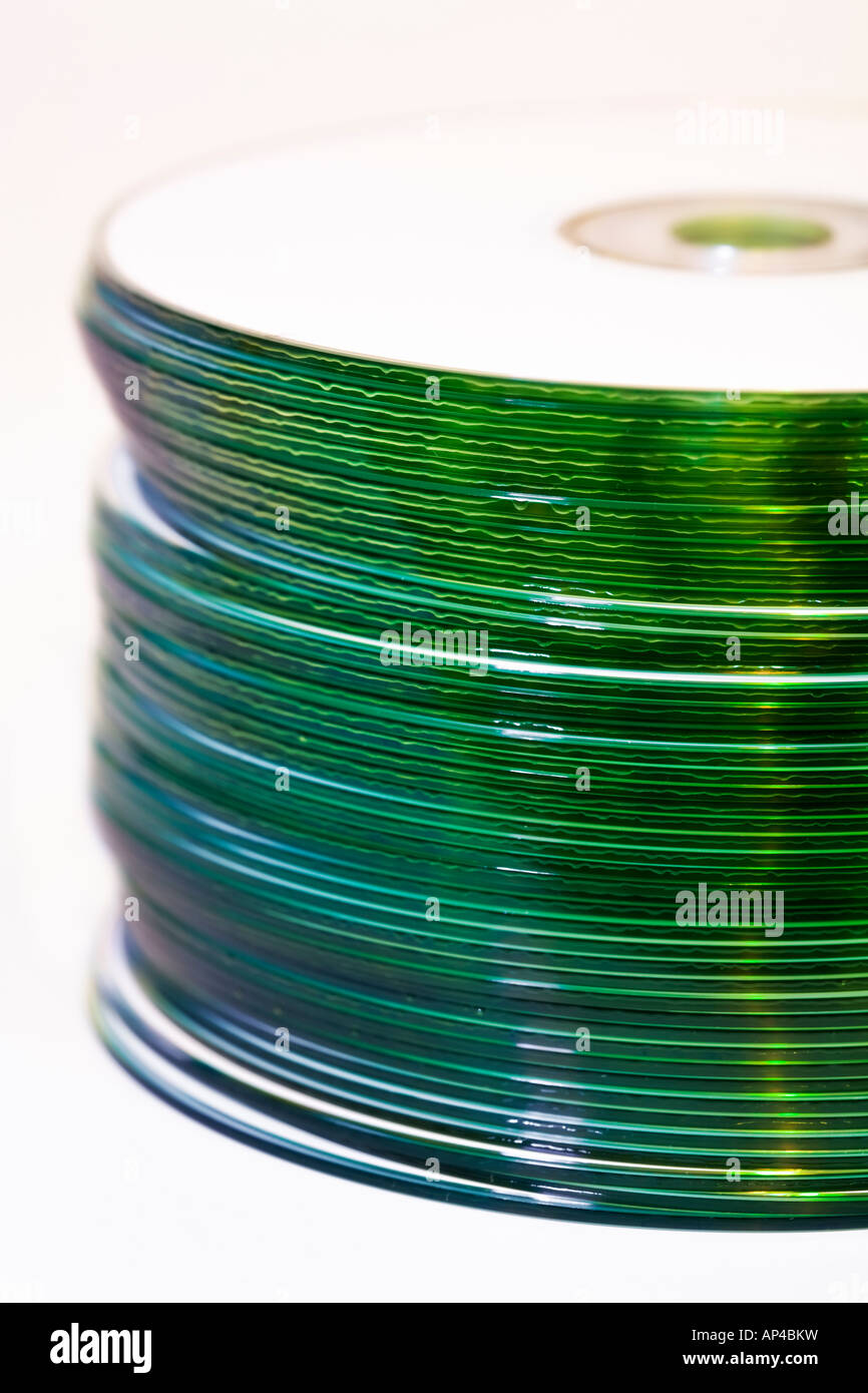 A tower of blank CD re-writables Stock Photo - Alamy