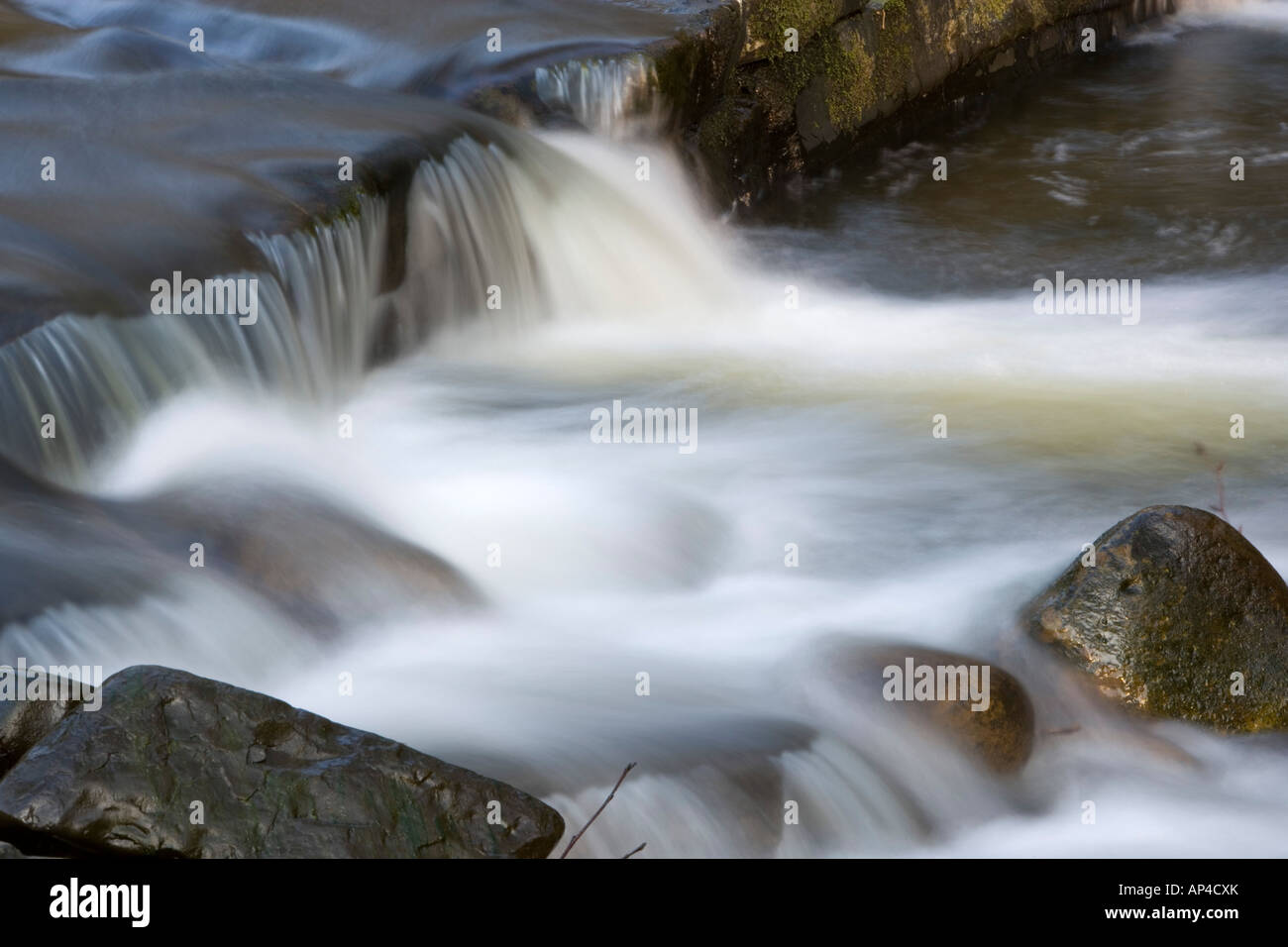 small waterfalls over rocks in the River Brock in Lancashire Stock ...