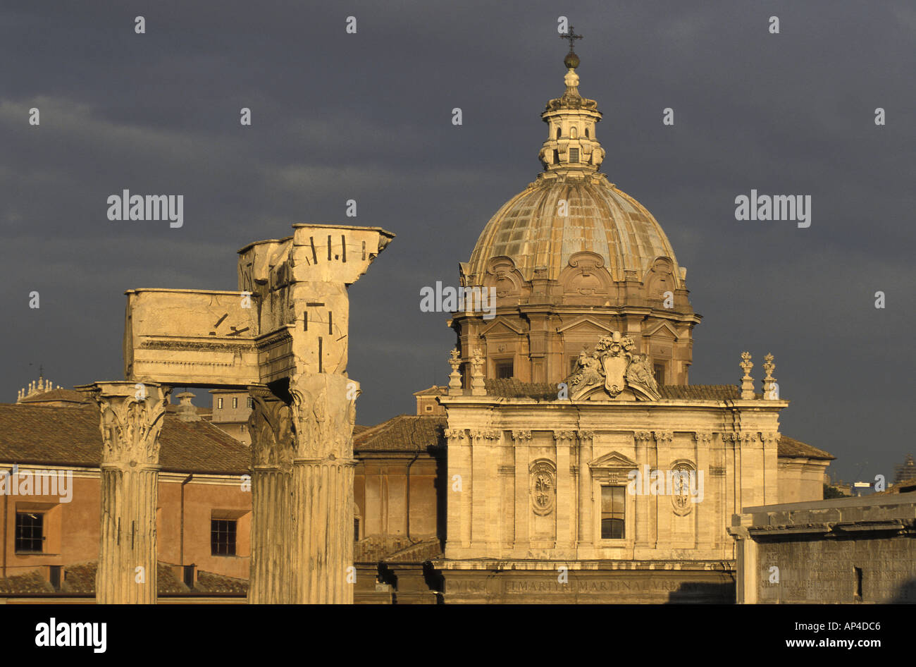 Italy Rome Roman Forum Left to right St Luca and Martina church Stock ...