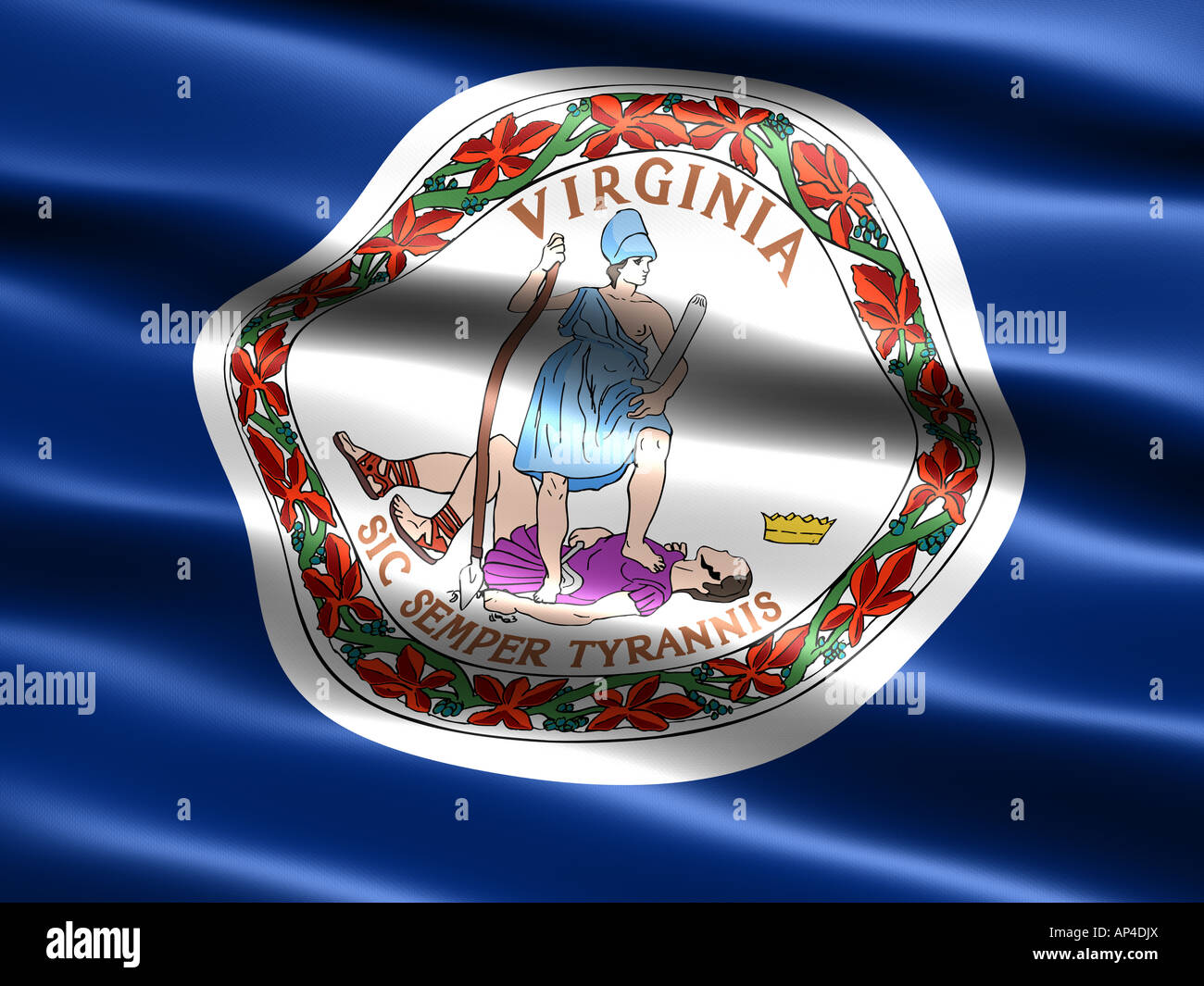 Computer generated illustration of the flag of the state of Virginia ...