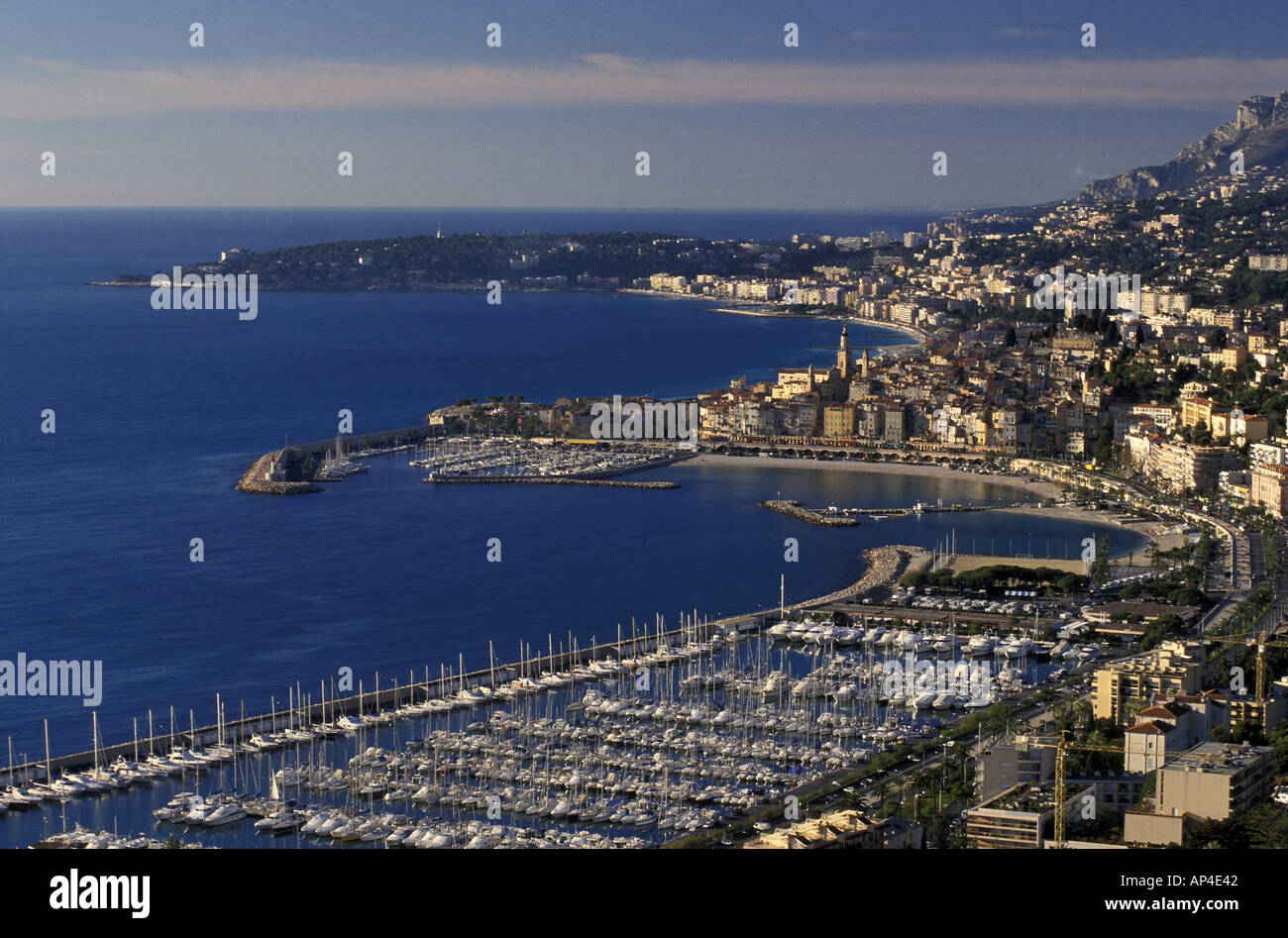 France Cote d Azur Menton In background Cap Martin Stock Photo - Alamy