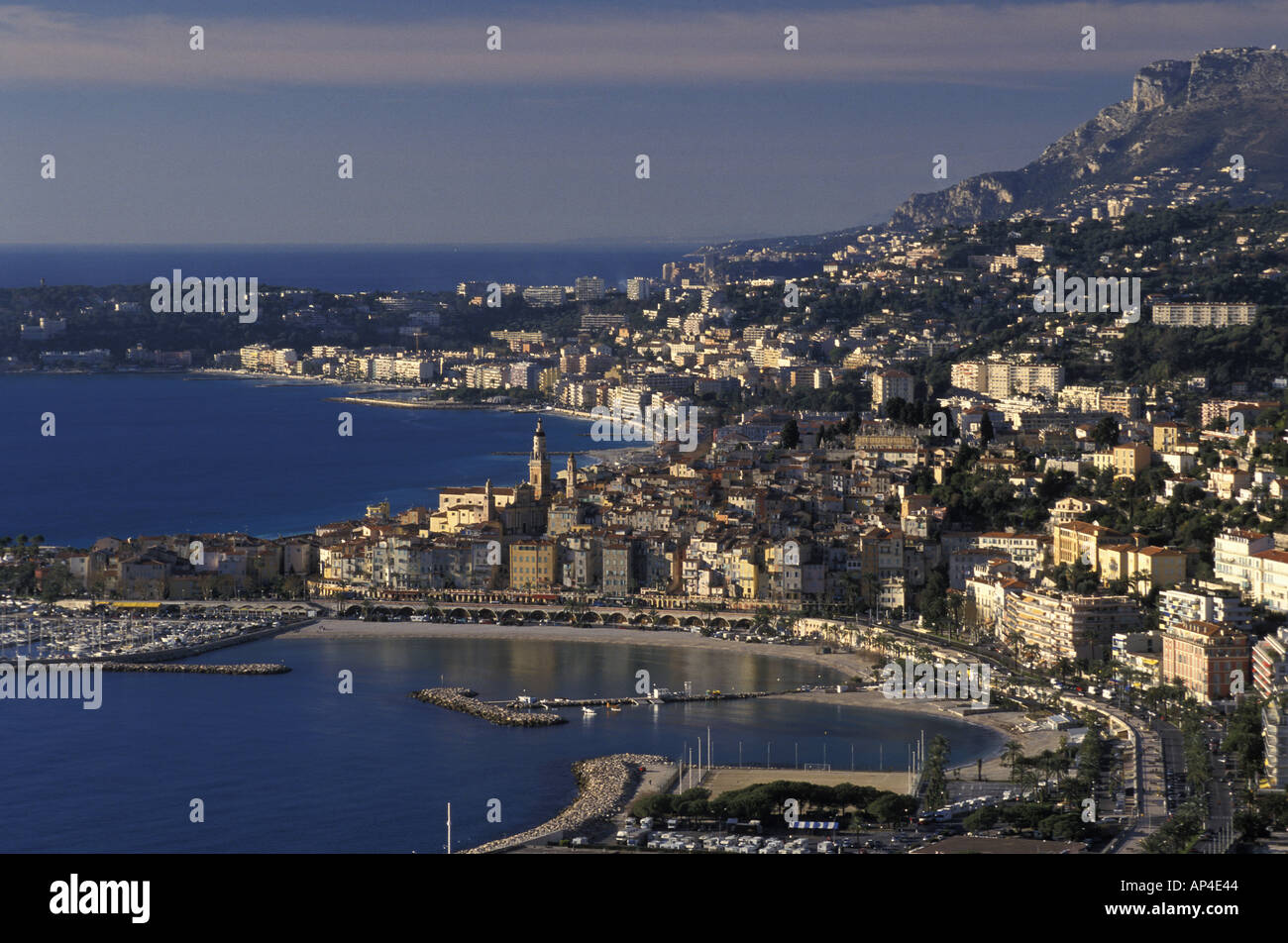 France Cote d Azur Menton In background Cap Martin Stock Photo - Alamy