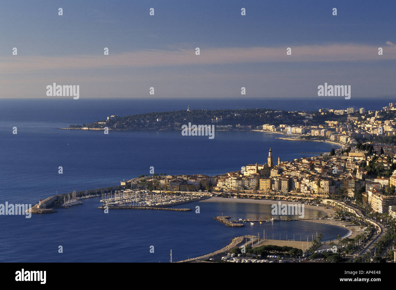 France Cote d Azur Menton In background Cap Martin Stock Photo - Alamy
