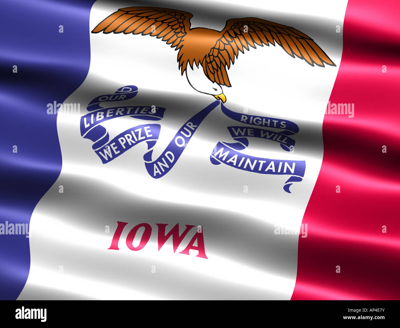 Computer generated illustration of the flag of the state of Iowa with ...