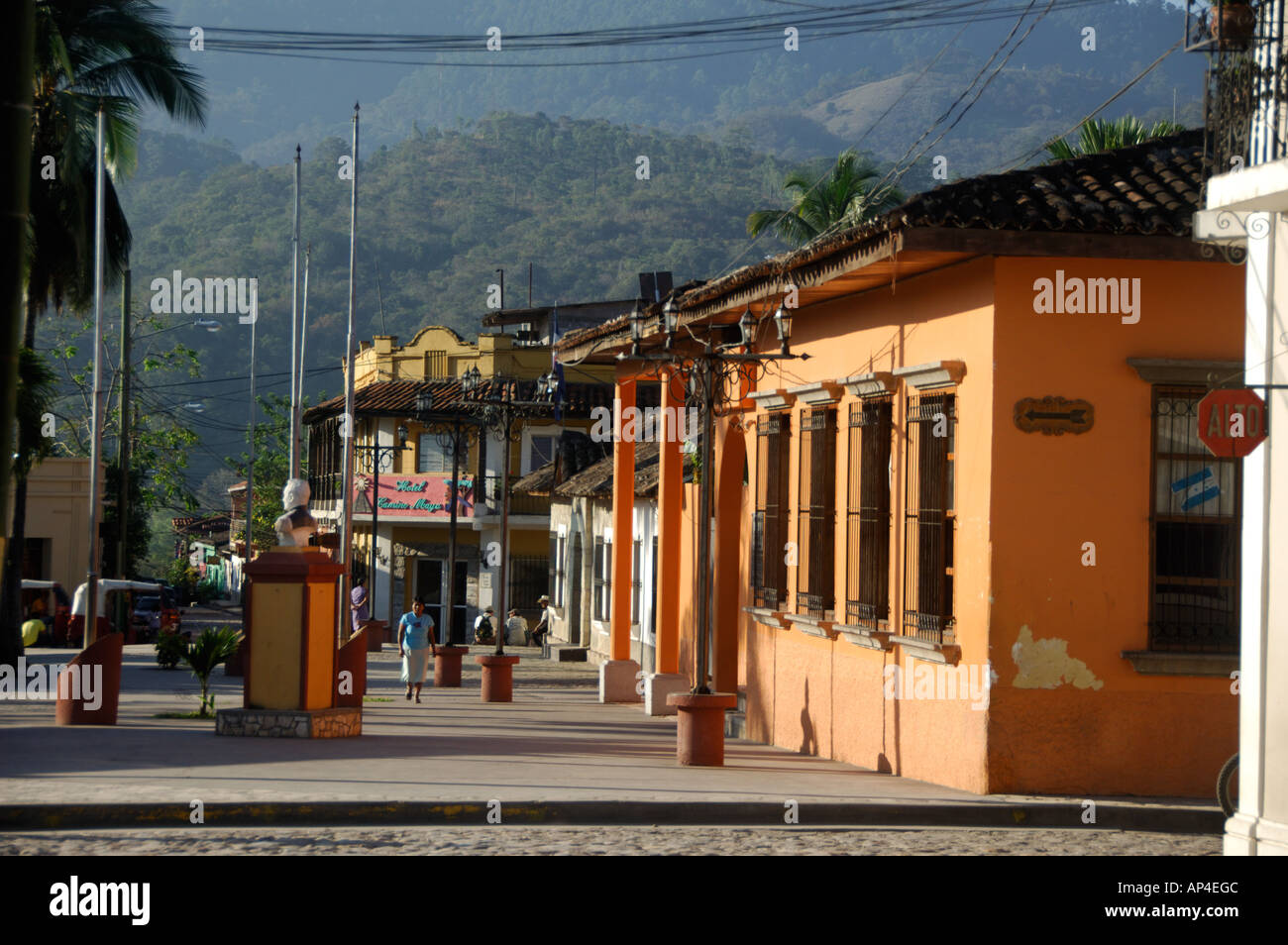 Central America, Honduras, Copan Ruinas. Typical street scene Stock ...