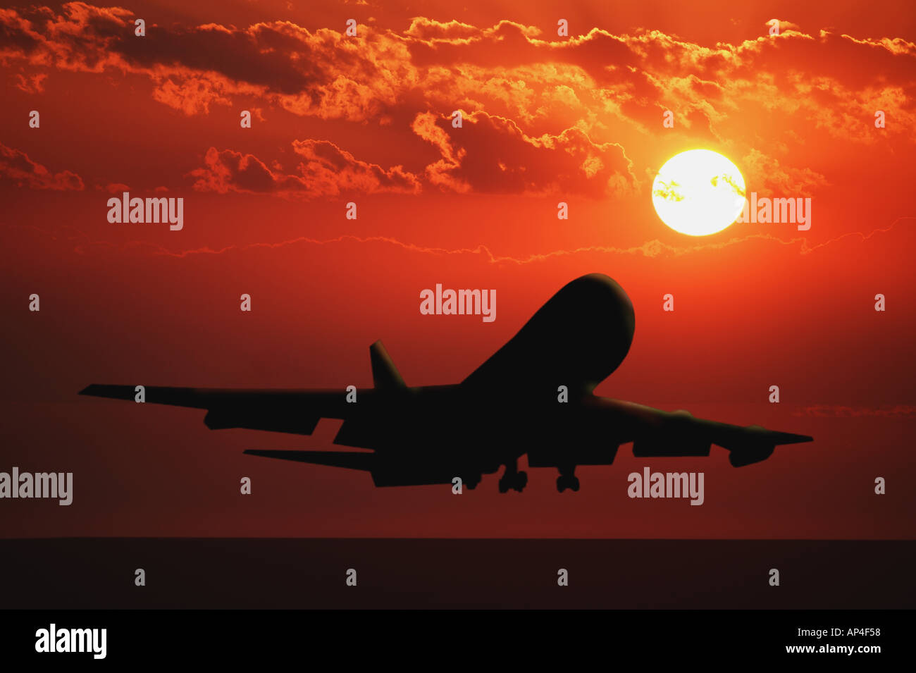Jet Aircraft Landing Sunset Dusk High Resolution Stock Photography and ...