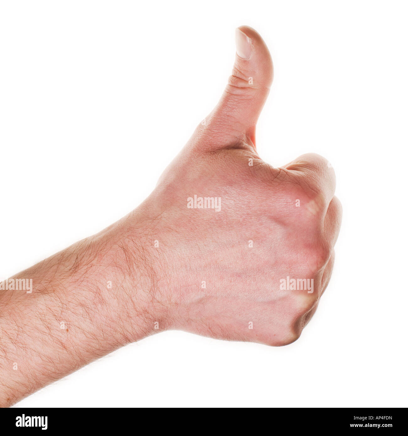 Male hand displaying the thumbs aloft okay sign Stock Photo - Alamy