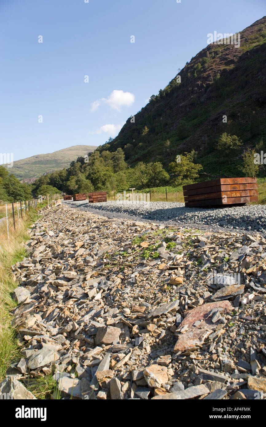 New railway track for the relaid Welsh Highland Railway line in the ...
