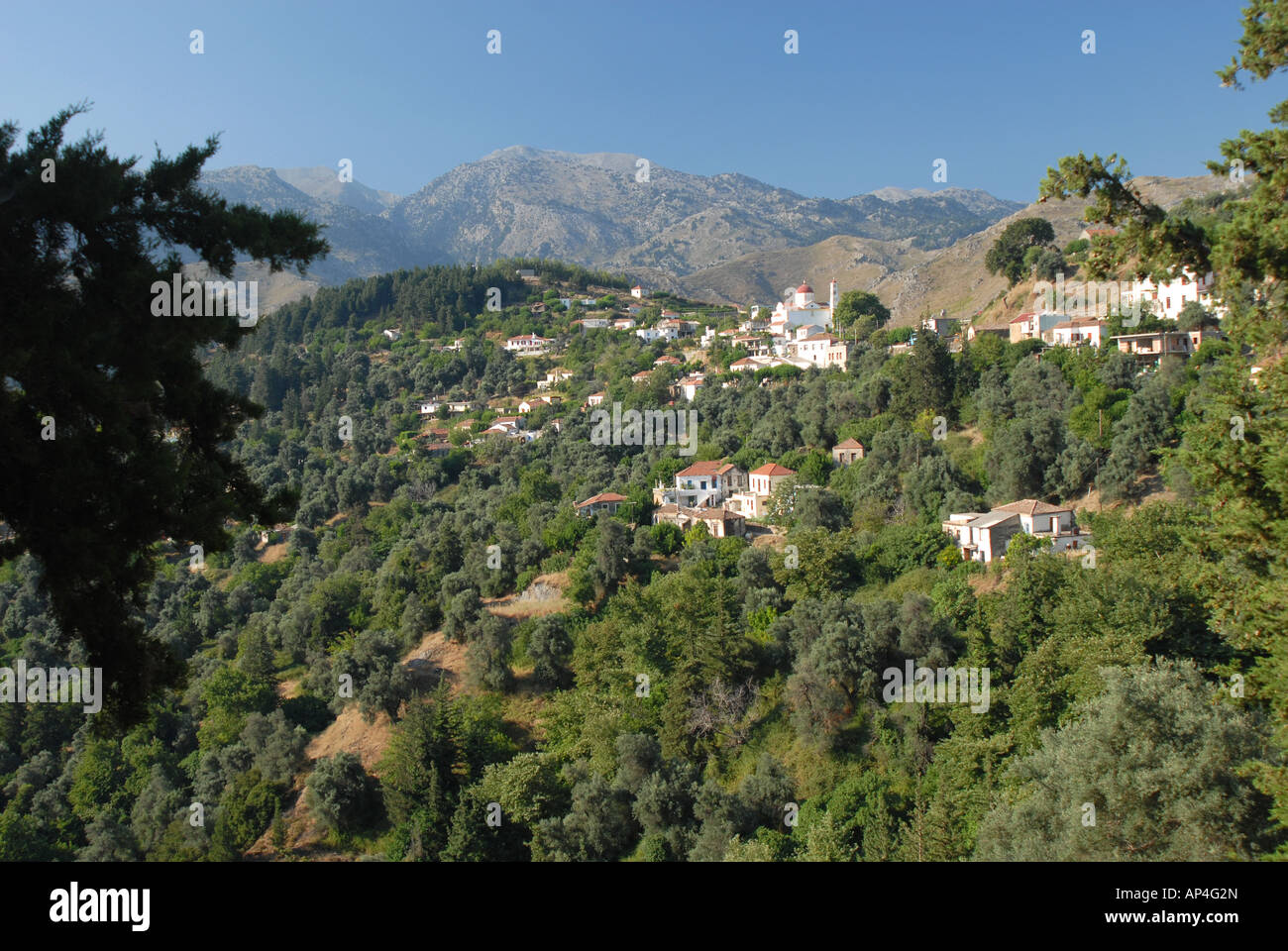 CRETE, GREECE. The hilltop village of Lakki in the Lefka Ori (White ...