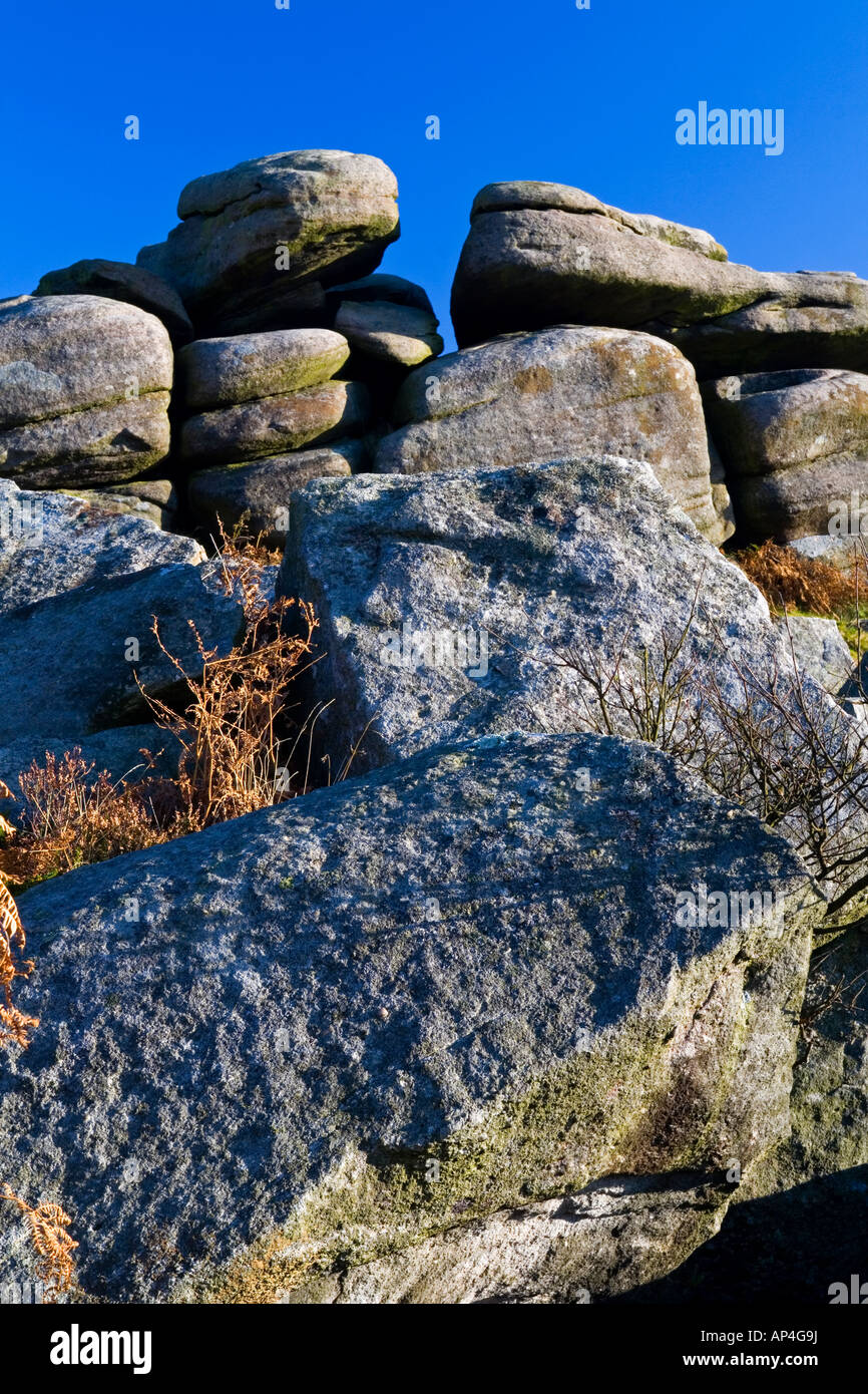 Close up view of rock formation on the Longshaw Estate near Hathersage ...