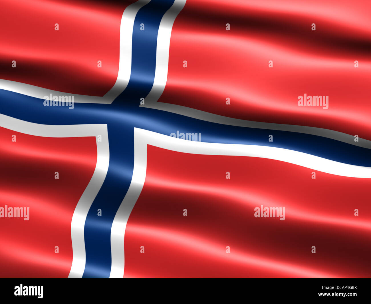 Computer generated illustration of the flag of Norway with silky ...