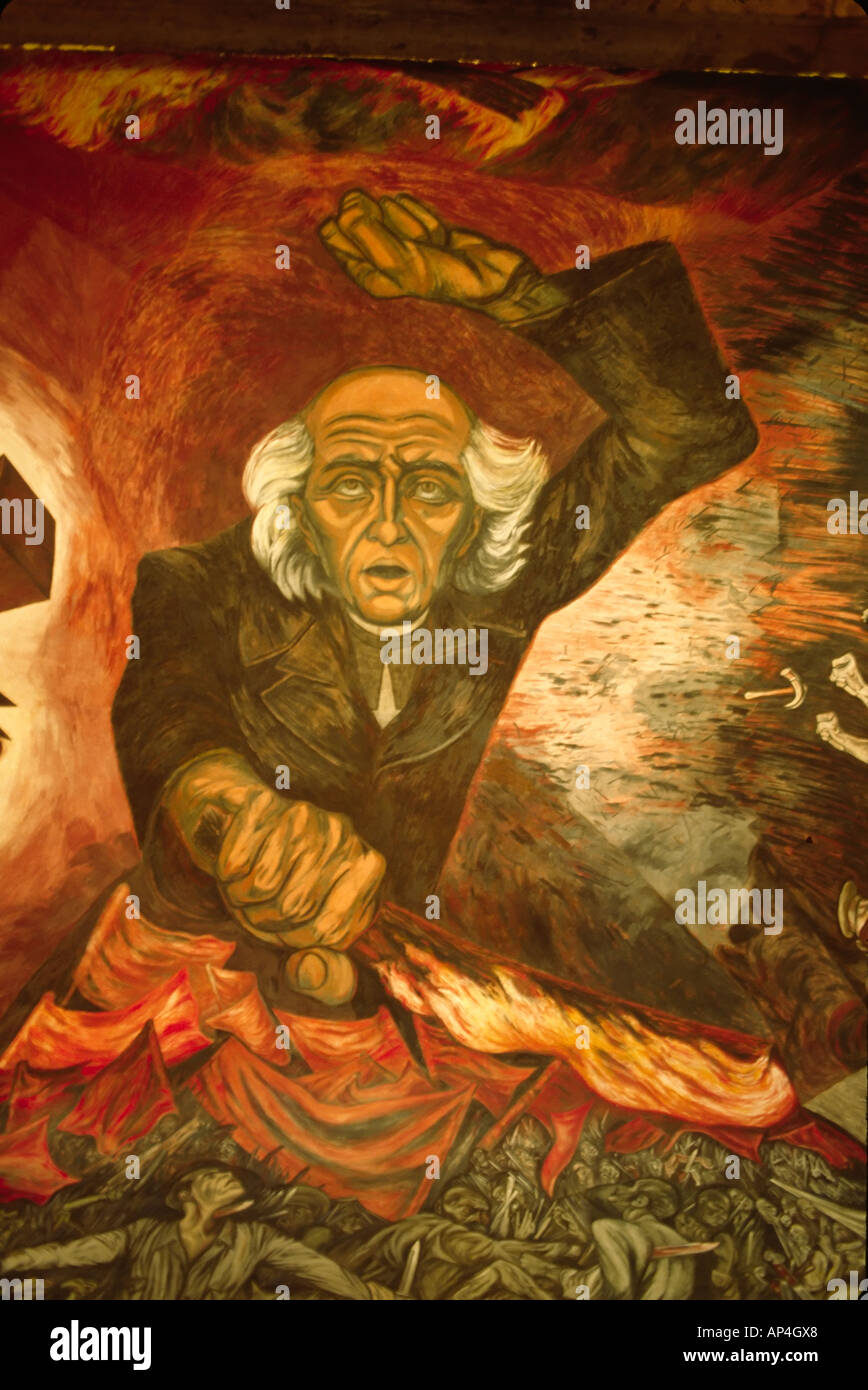 Mexico, Guadalajara, Orozco mural of Hidalgo at City Hall (Palacio del ...