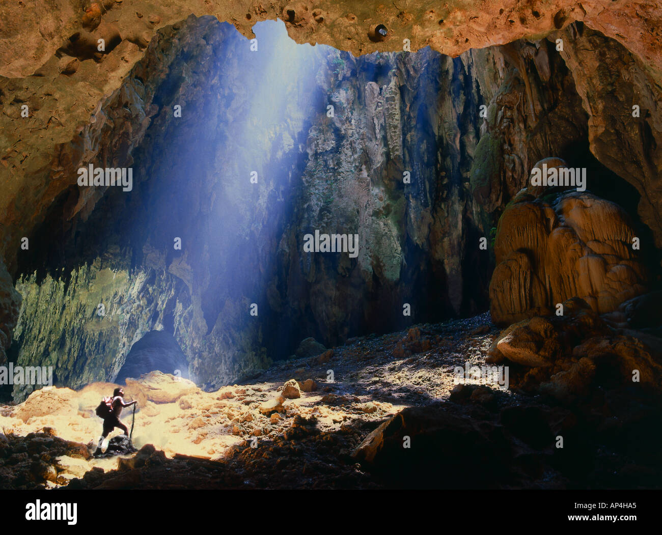 A scene shot in Callao caves in Northern Philippines shows an explorer ...