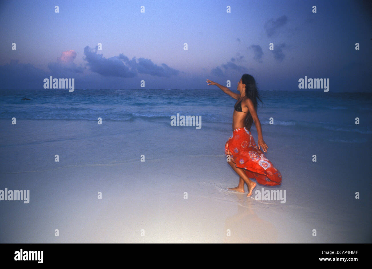 Mexico, Quintana Roo, Tulum Beach, Enjoying the sea at night Stock ...