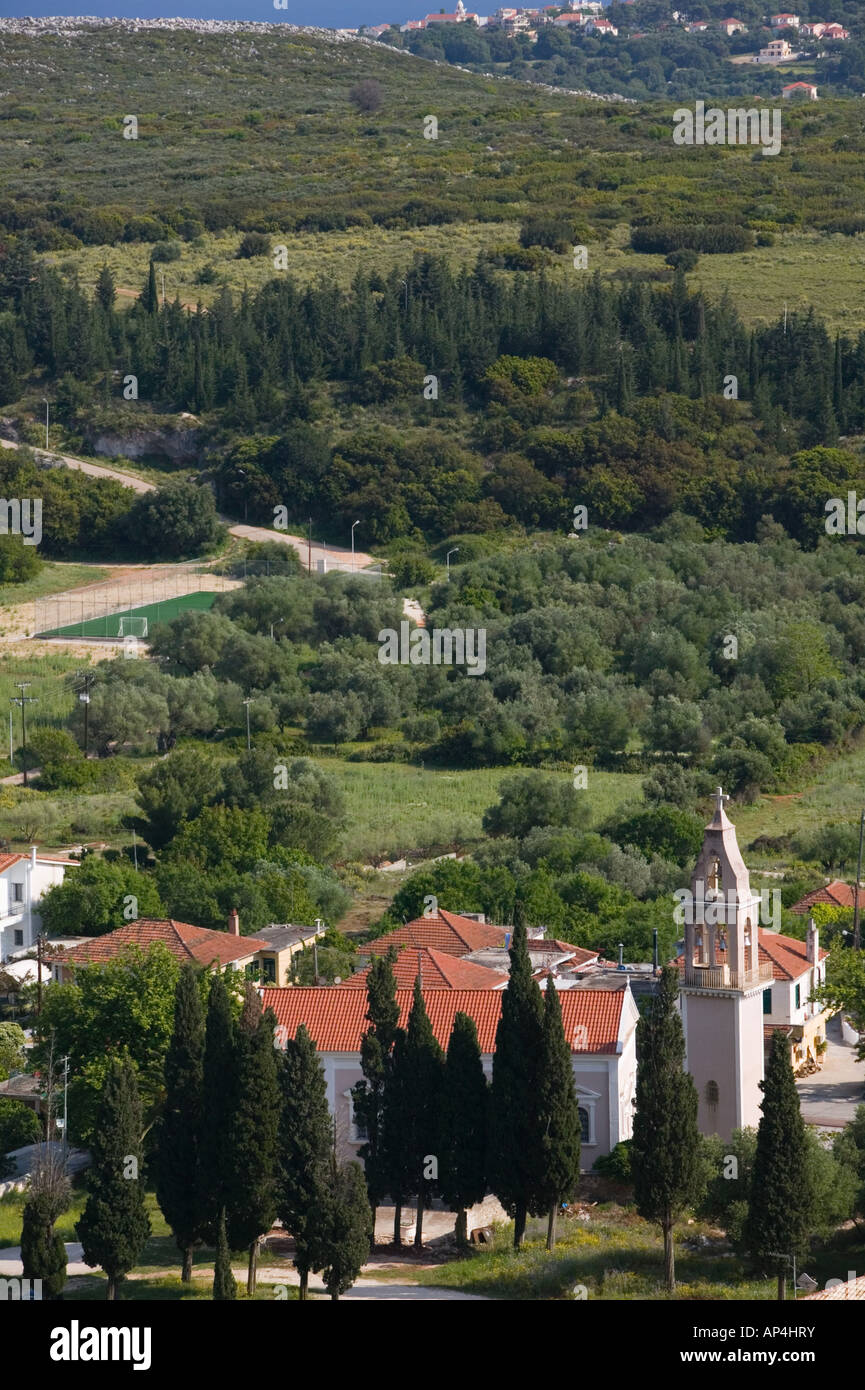 GREECE, Ionian Islands, KEFALONIA, Lakithra: SW Coastal Town View Stock ...