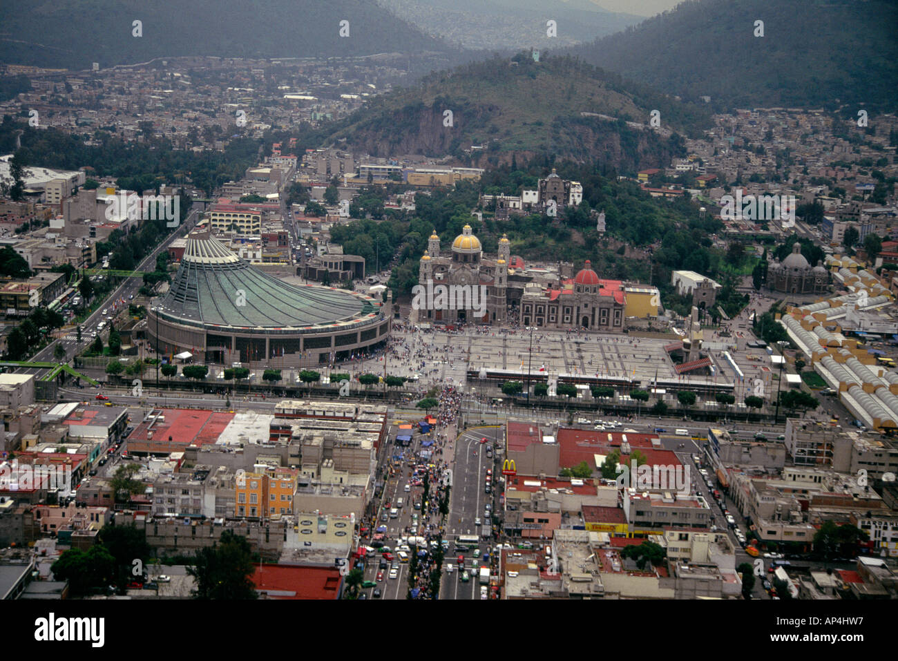Mexico, Mexico City. An aerial view of the Basilica de Guadalupe in ...