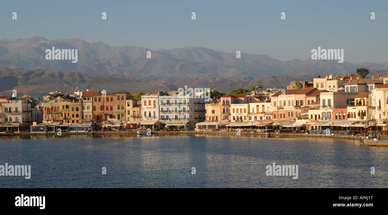 CRETE, GREECE. The outer harbour at Hania, with the Lefka Ori (White ...