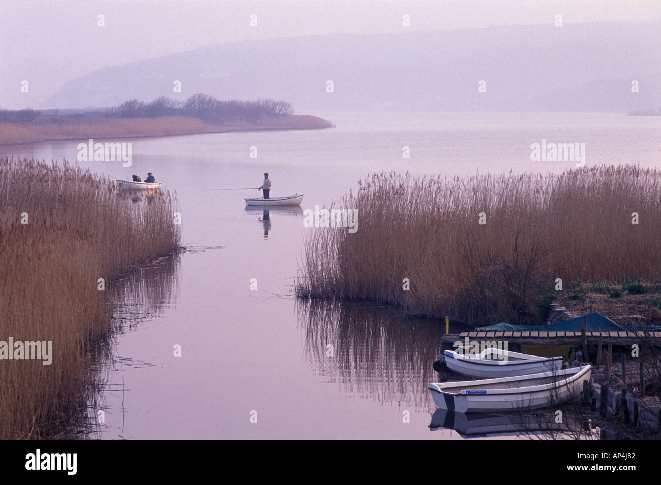Fishing at Slapton Ley Devon England UK Stock Photo - Alamy