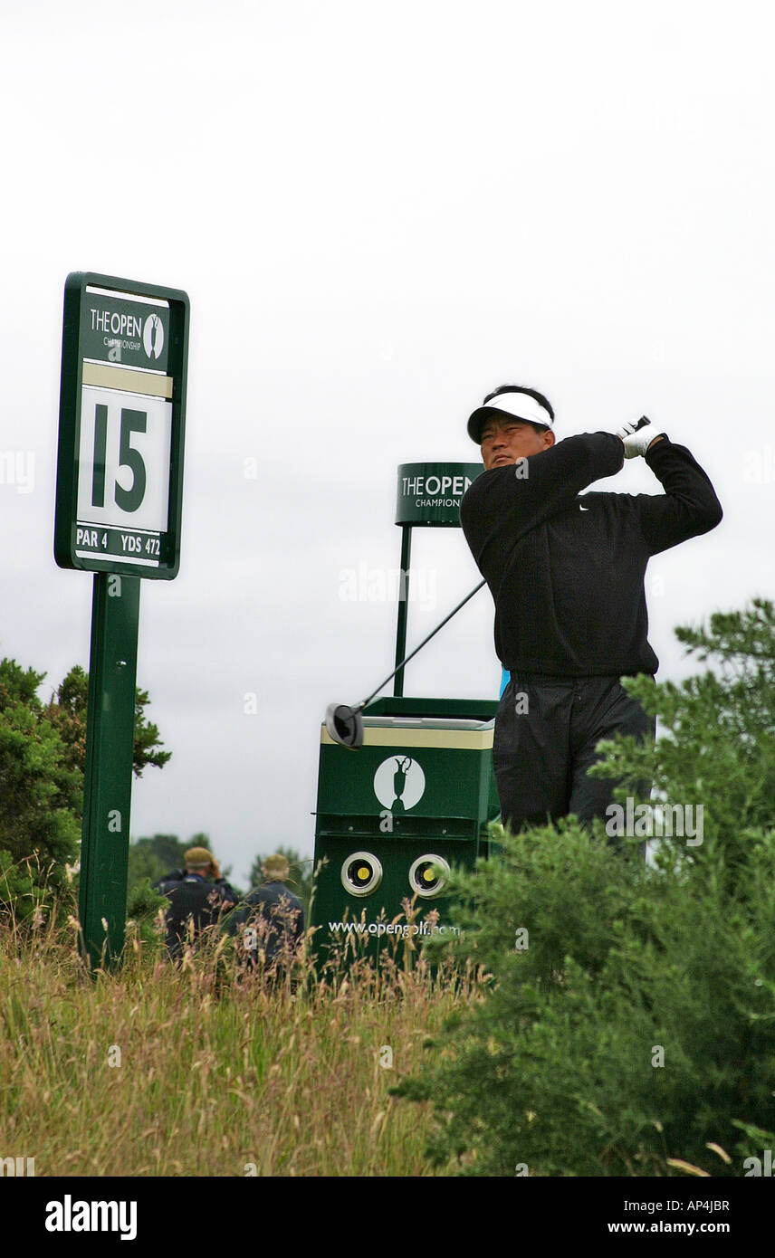 KJ Choi professional golfer at the 18th green 2007 British Open Golf Championship, Carnoustie ...