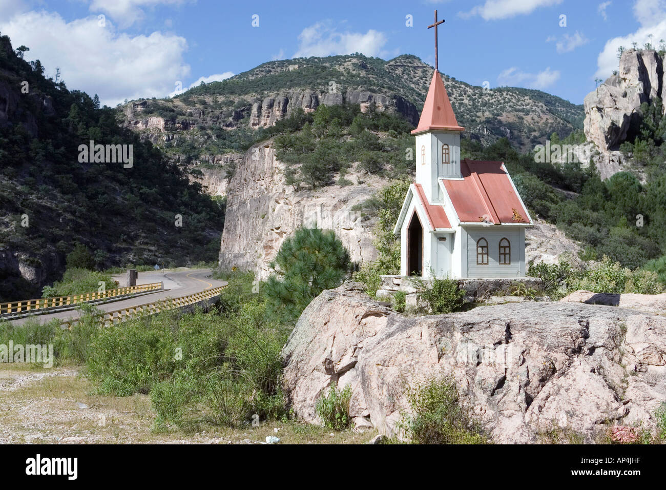 Roadside votive chapel erected near Creel, Mexico Stock Photo - Alamy