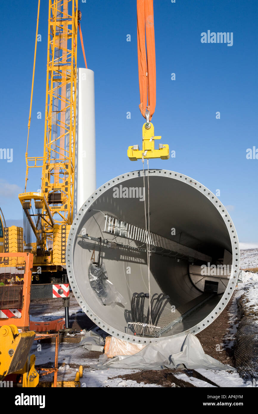 Wind farm components, the tower turbine interior with inside access ...