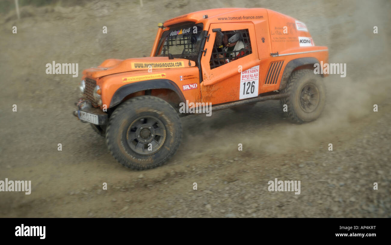 Tomcat Land Rover at the Rallye Dresden Breslau 2007 speeding through a ...