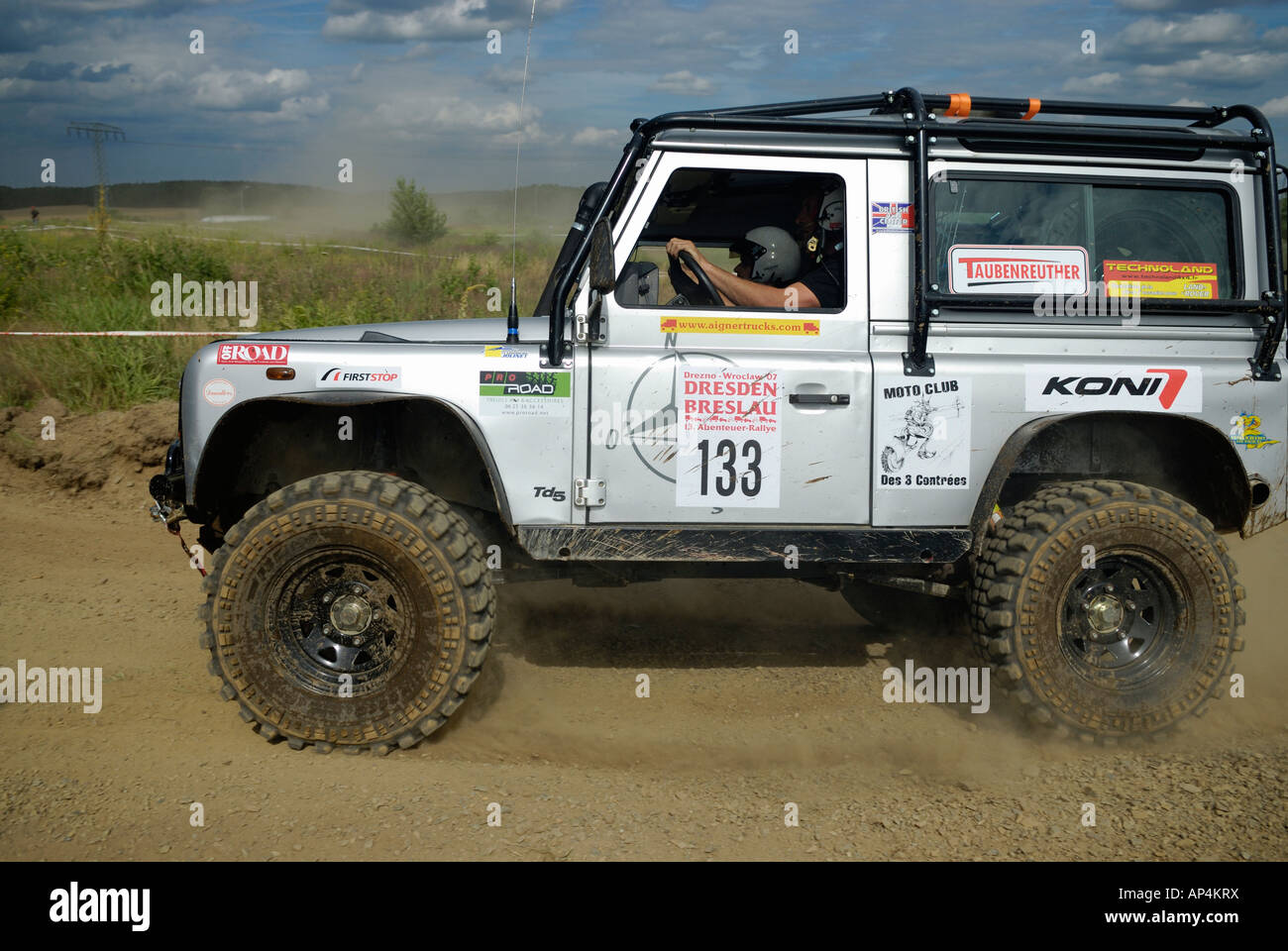 Land Rover Defender 90 racing at the Rallye Dresden Breslau 2007 Stock ...