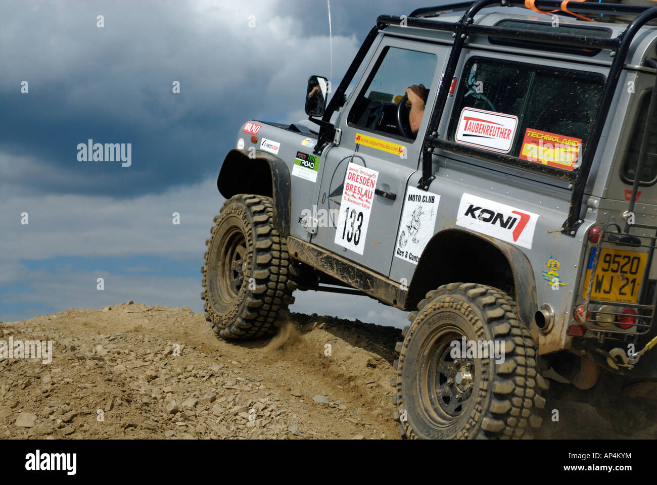Land Rover Defender 90 racing at the Rallye Dresden Breslau 2007 ...